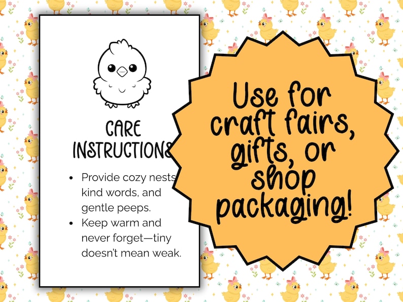 Amigurumi Chick Printable Bundle | Crochet Chick Tags, Care ...