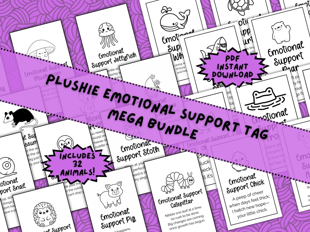 Emotional Support Animal Tags Printable | 32 Amigurumi Labels for ...