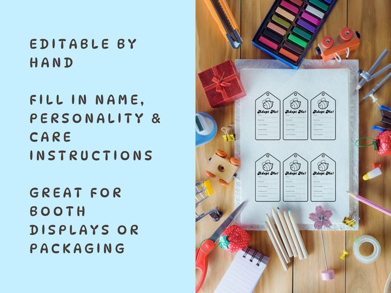 Printable Amigurumi Adopt Me Tags: Craft Fair Plushie Labels (PDF ...