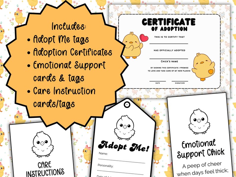 Amigurumi Chick Printable Bundle | Crochet Chick Tags, Care ...