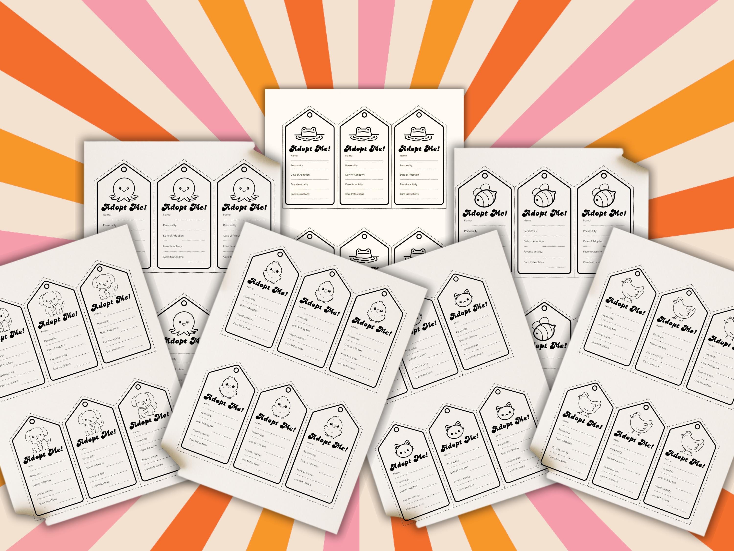 Stuffed Animal Adoption Certificates – Printable Adopt Me Tags, Crochet ...