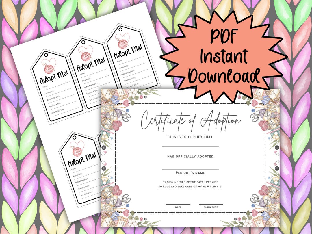 Amigurumi Adoption Station Printables: Generic Adopt Me Tags ...