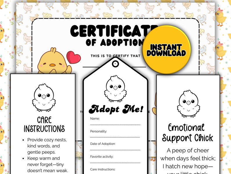 Amigurumi Chick Printable Bundle | Crochet Chick Tags, Care ...