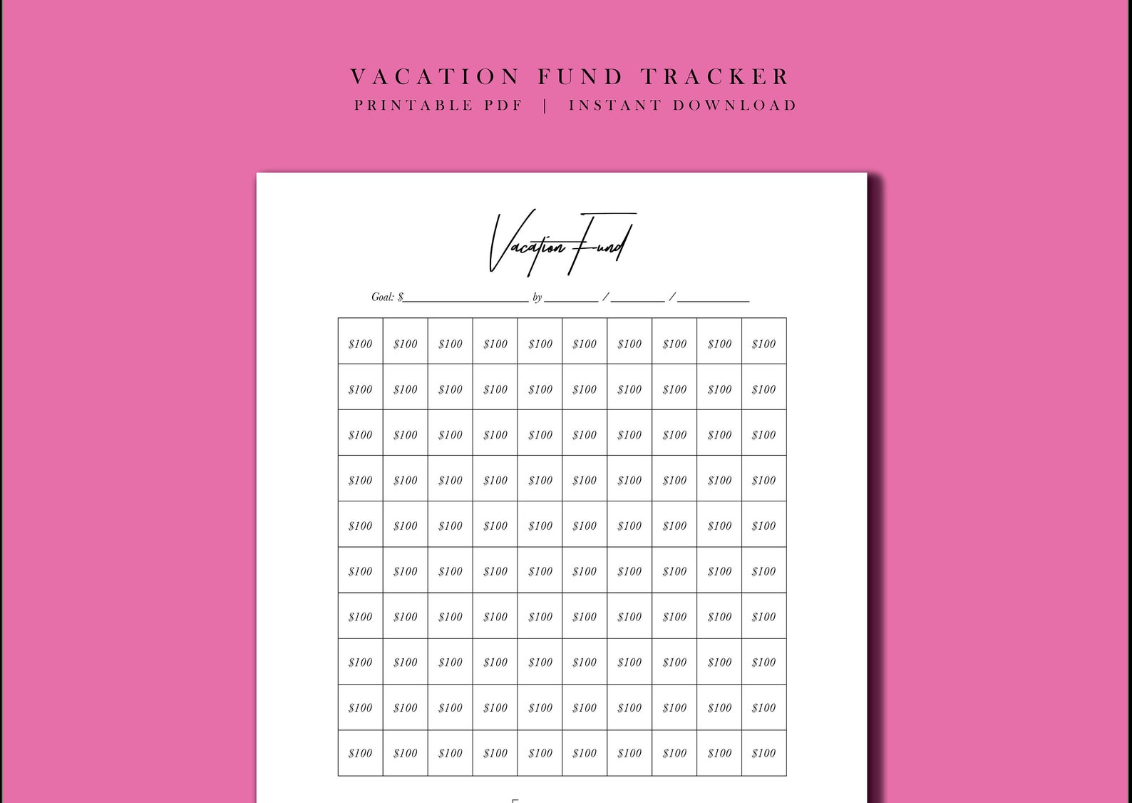 Printable Vacation Fund Tracker With Affirmations | Instant Download - Etsy