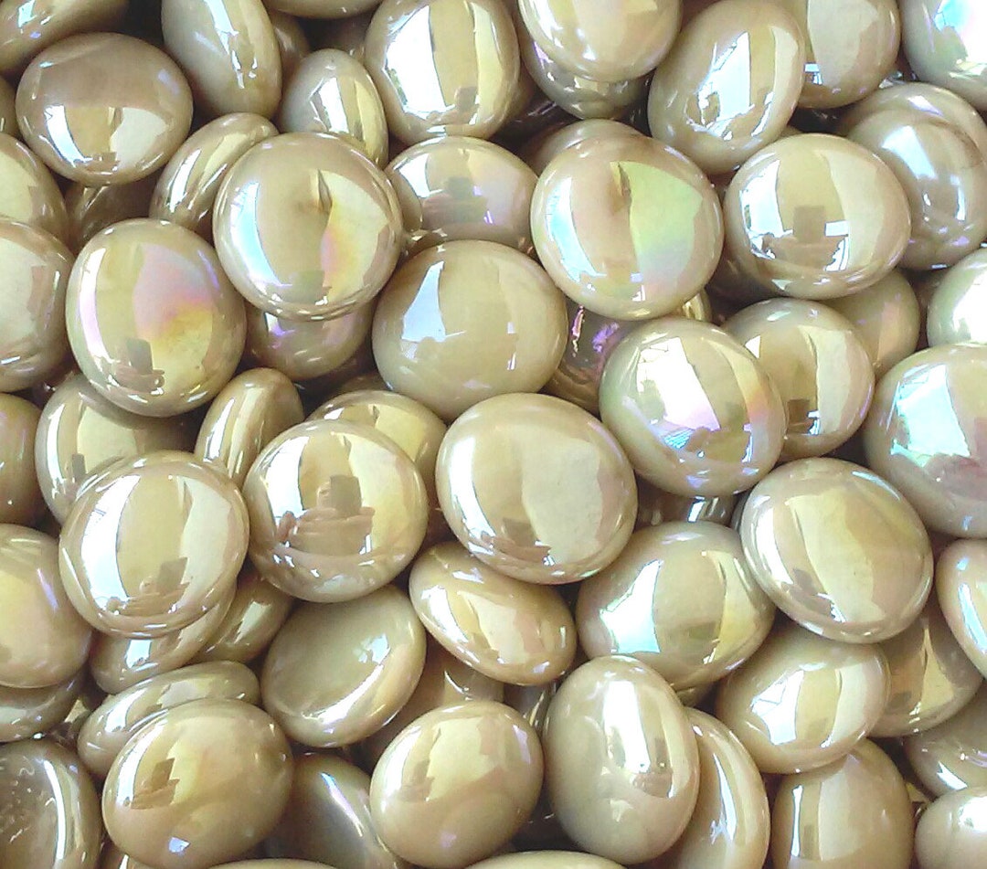 Creative Stuff Glass - 50 Opal Ivory Irid. Glass Gems Stones, Mosaic ...