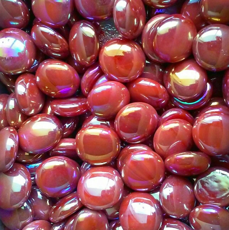 Creative Stuff Glass - 200 Opal Red Irid. Medium Glass Gems Stones ...
