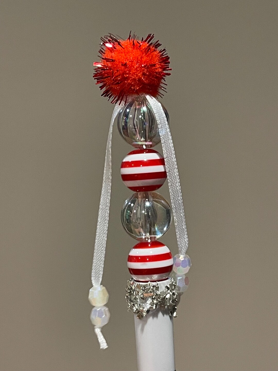 Candy Cane Pen/red Pom Pom Pen/fancy Pen /gifts/christmas Gift/holiday ...