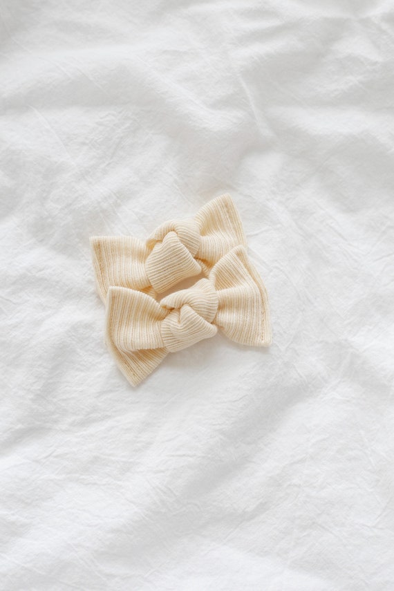 Cream Ribbed Pigtail Knot Bows Knotted Pigtail Bows Cream - Etsy