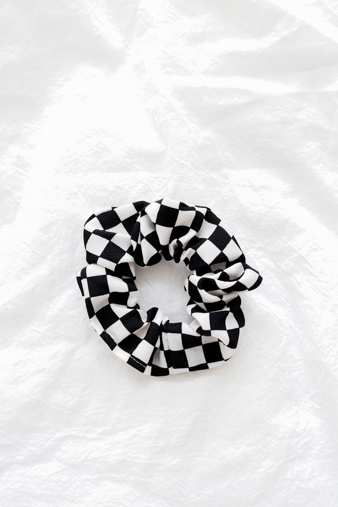 Black and White Checkered Scrunchie, Checkerboard Scrunchie, Retro ...