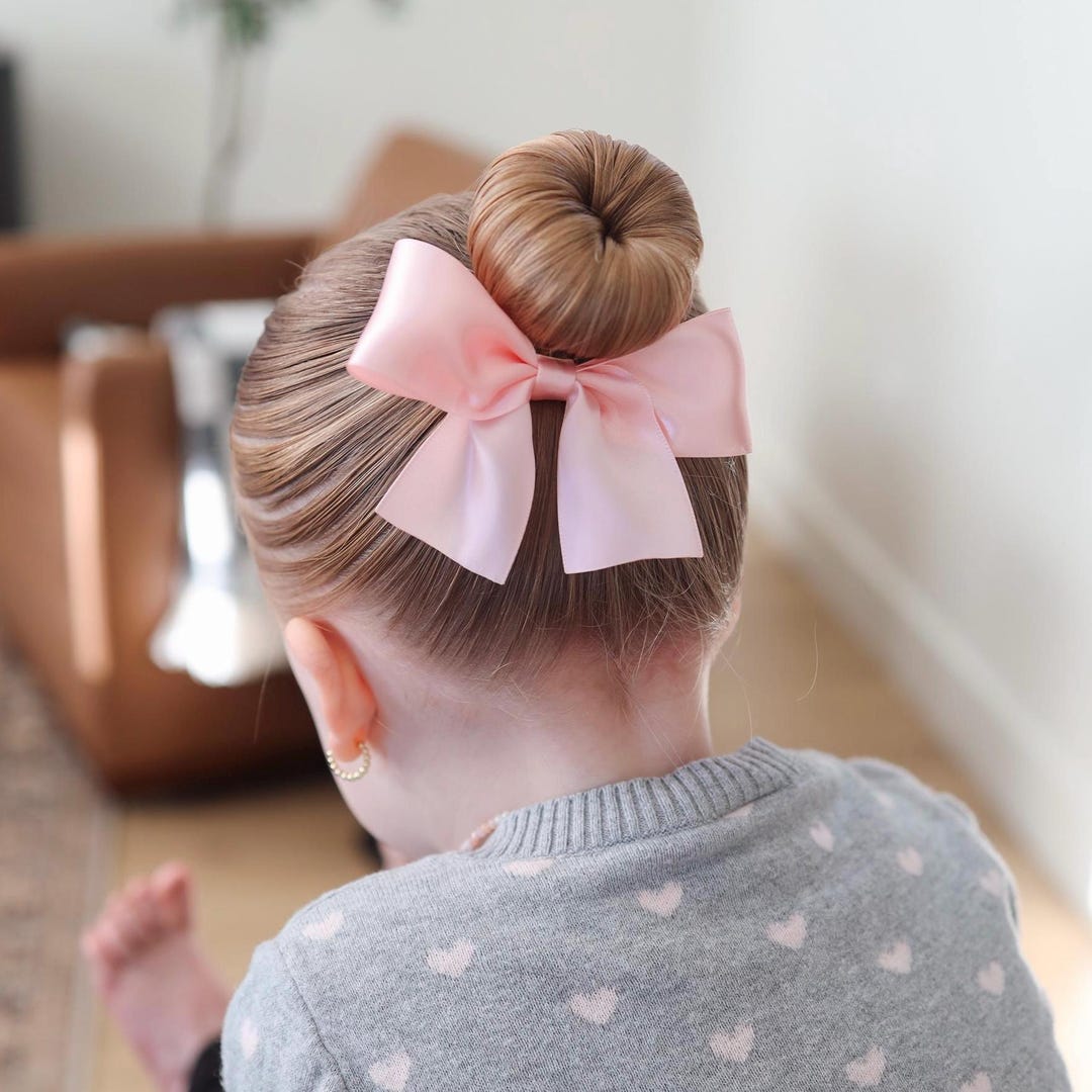 Pink Satin Ribbon Bow, Baby Pink Bow, Big Toddler Bow, Pink Silk Bow ...
