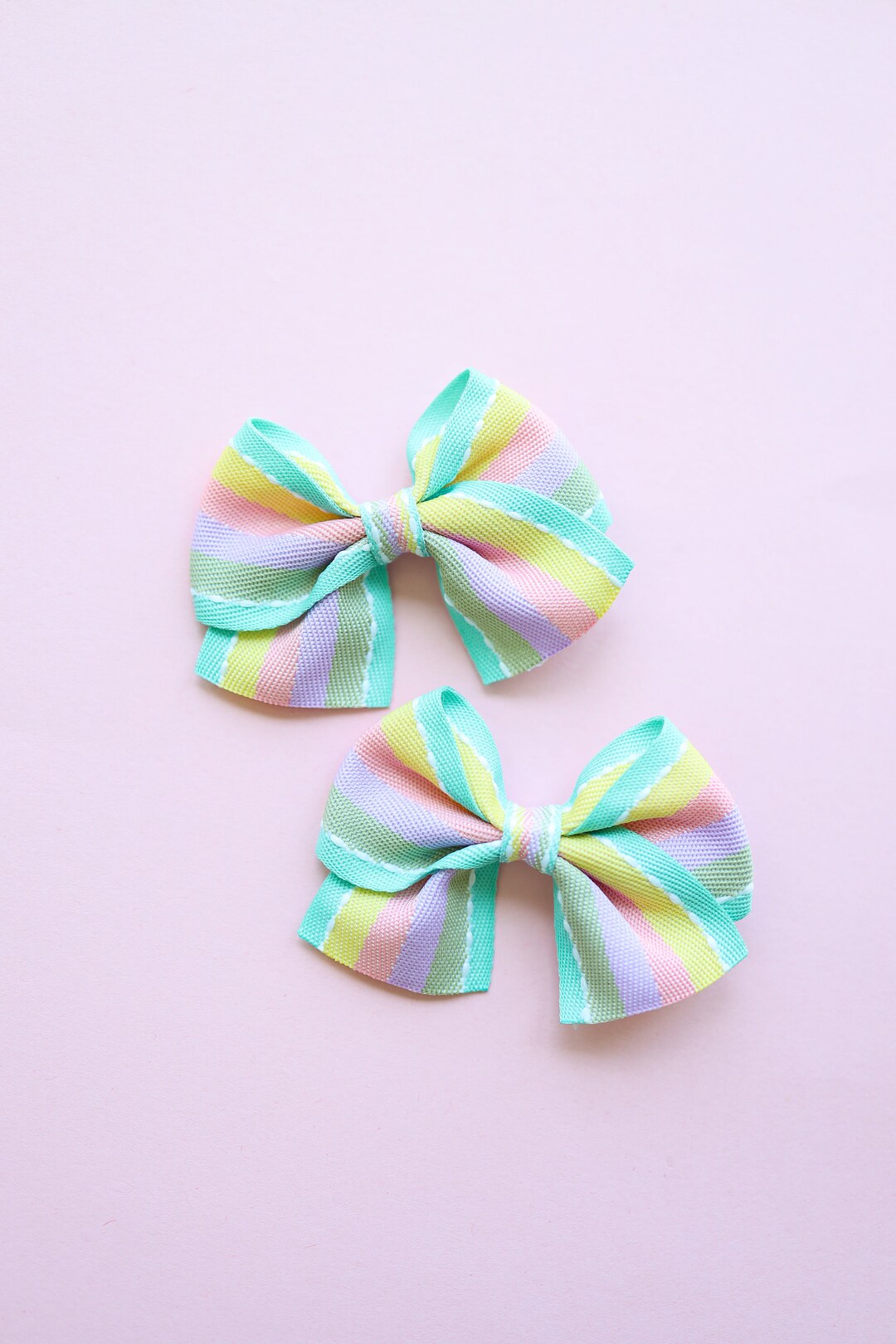 Pastel Stripe Pigtail Bows, Pastel Rainbow Pigtail Bows, Toddler ...