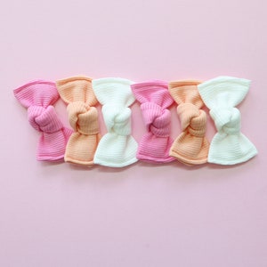 Sherbert Ribbed Knit Knot Pigtail Bows, Orange Pigtail Bows, Summer ...