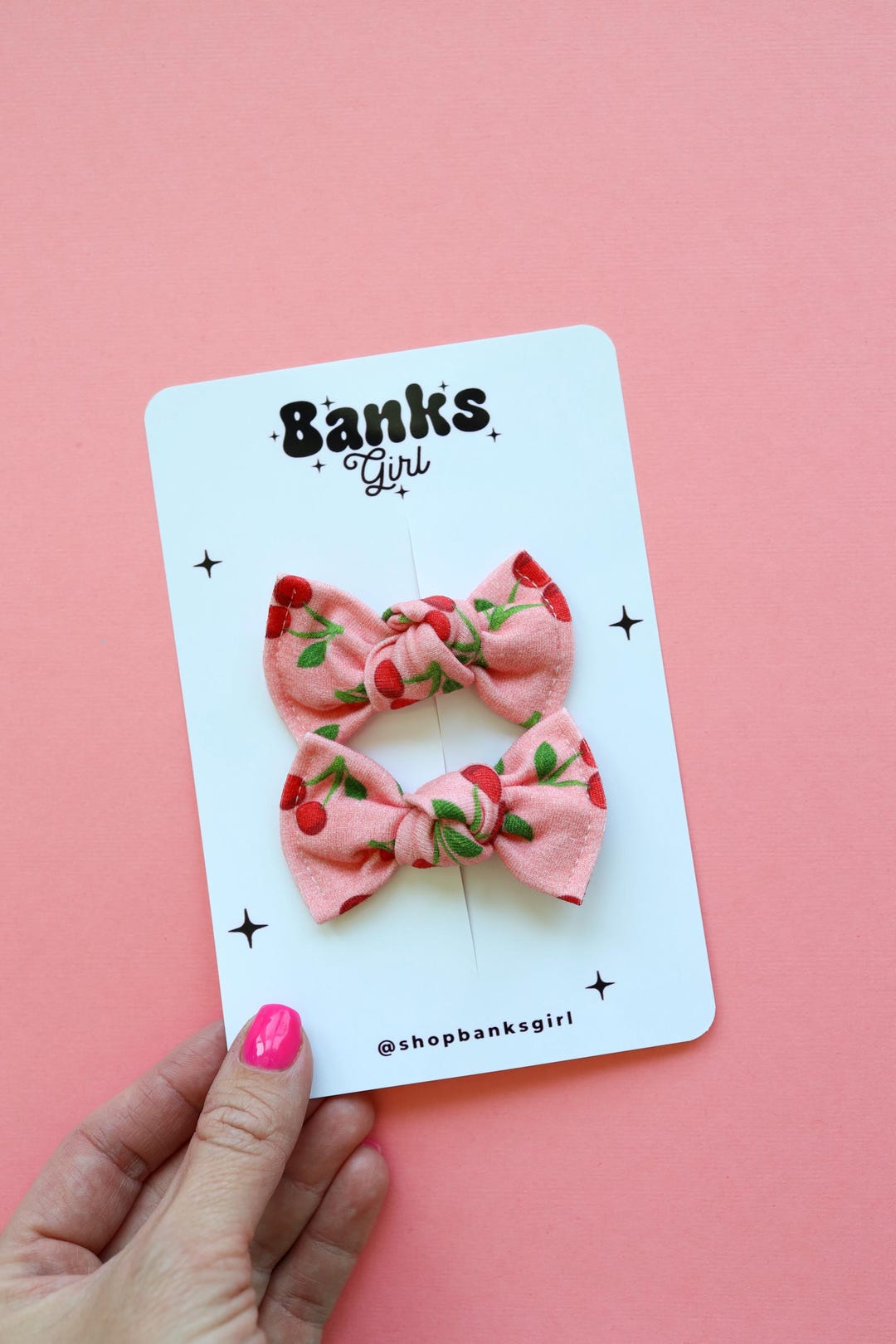 Pink Cherry Pigtail Knot Bows, Cherry Fruit Pigtail Bows, Cherry ...