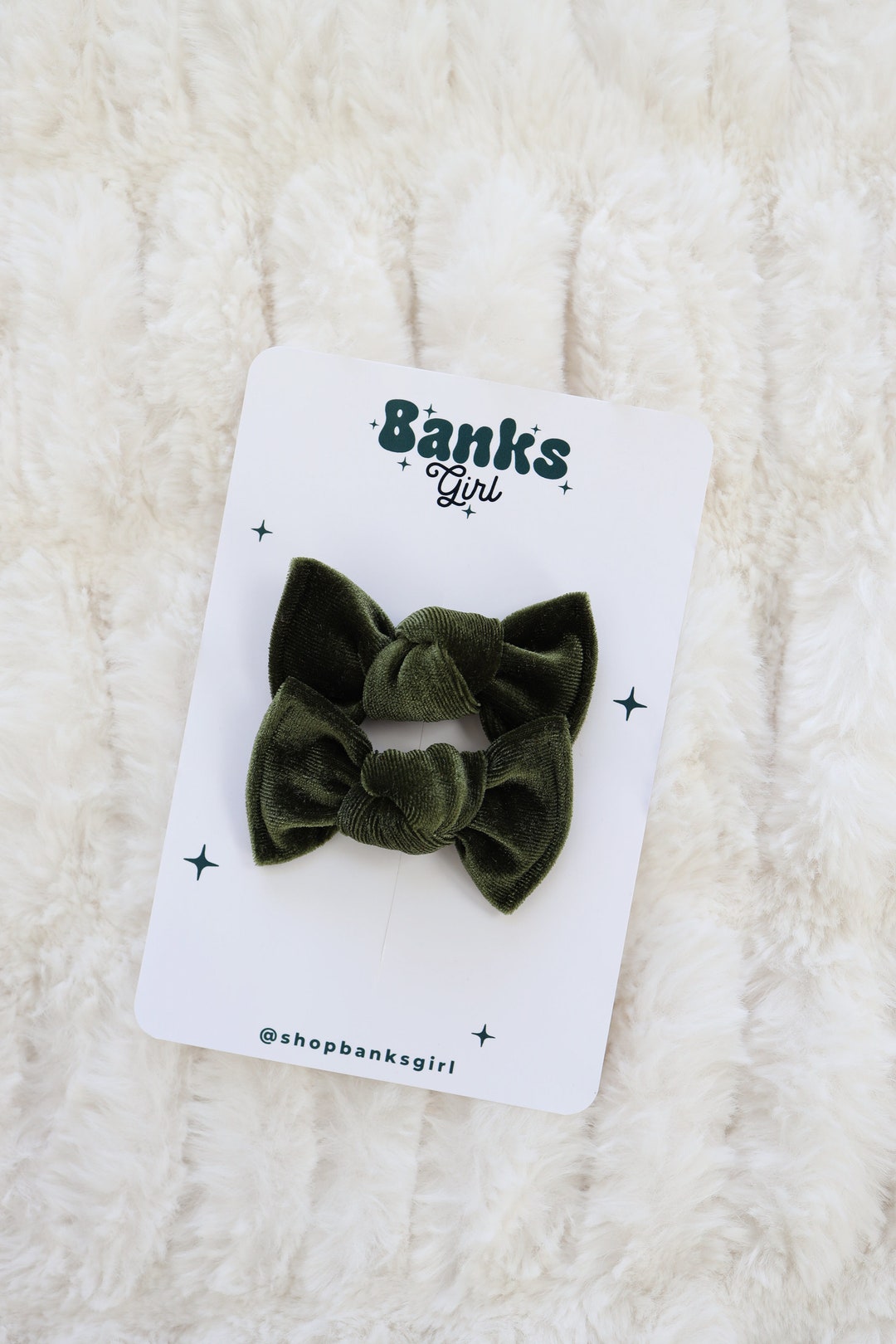 Green Velvet Knot Pigtail Bows, Velvet Pigtail Bows, Green Pigtail Bows ...