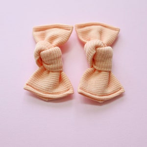 Sherbert Ribbed Knit Knot Pigtail Bows, Orange Pigtail Bows, Summer ...
