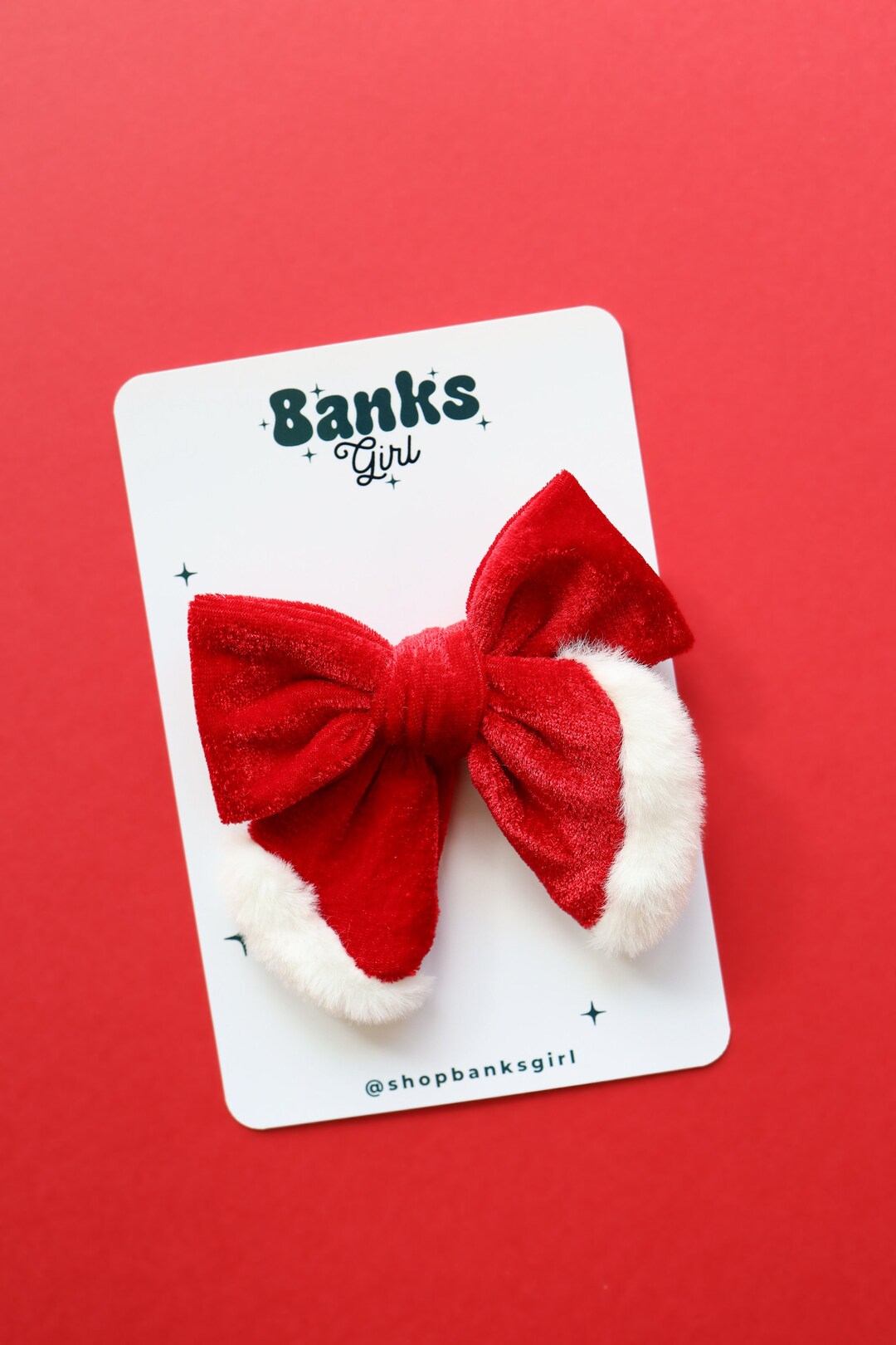 Santa Hair Bow, Red Velvet Bow, Christmas Santa Claus Bow, Red Santa ...