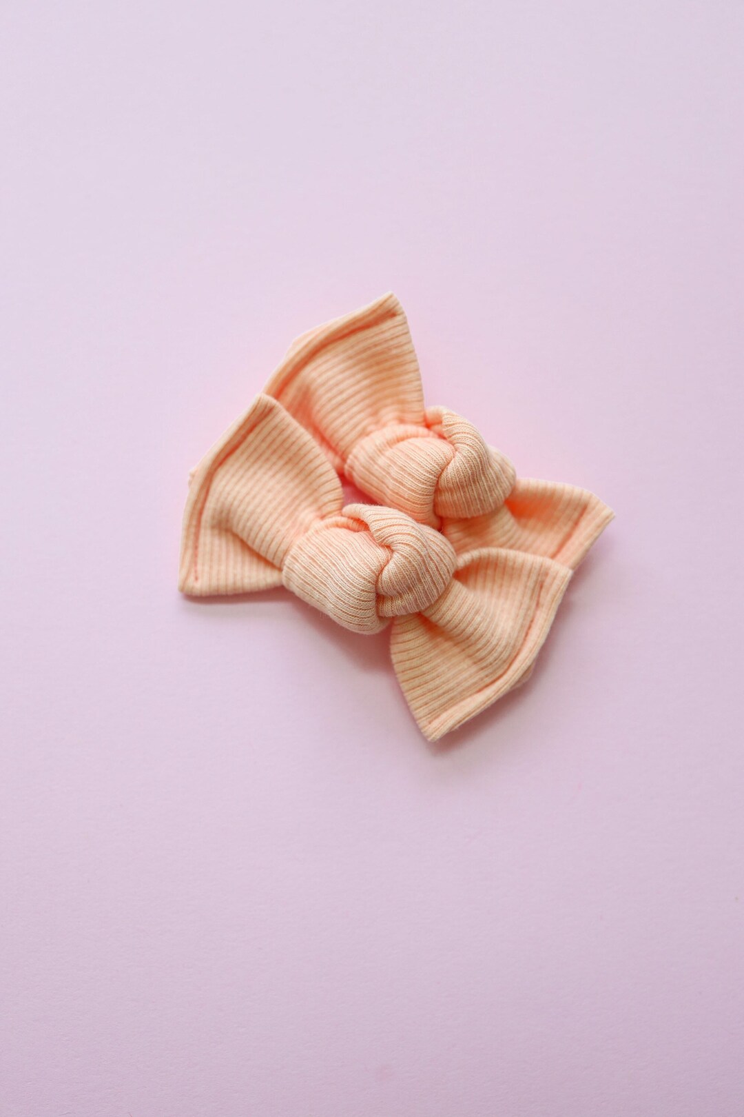 Sherbert Ribbed Knit Knot Pigtail Bows, Orange Pigtail Bows, Summer ...