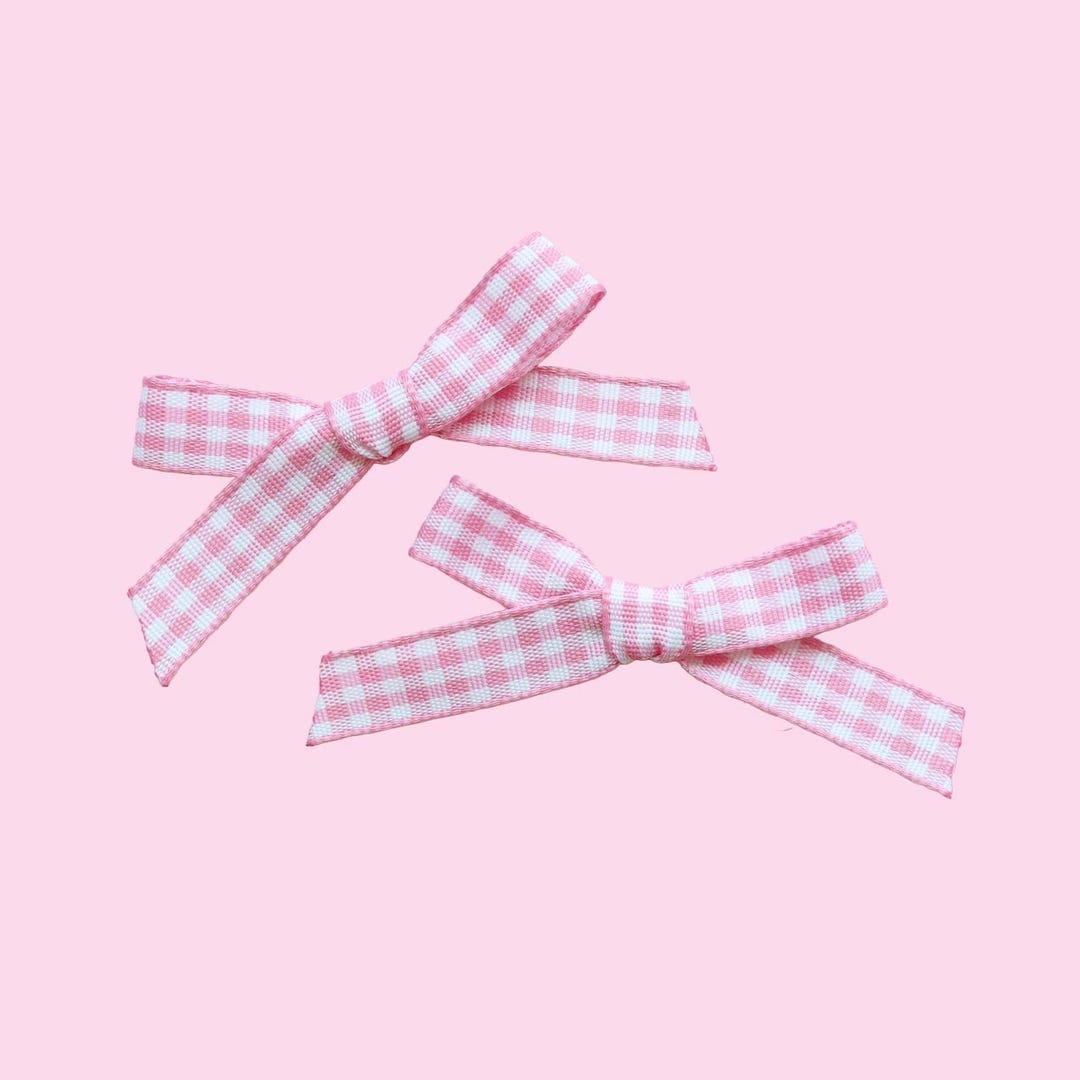 Mini Pink Pigtail Bows, Pink Pigtail Bows, Pink Gingham Pigtail Bows ...
