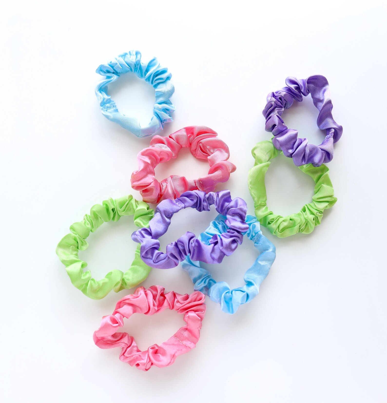 2 Pack Toddler Pigtail Scrunchies, Bright Green Satin Scrunchies, Girls ...