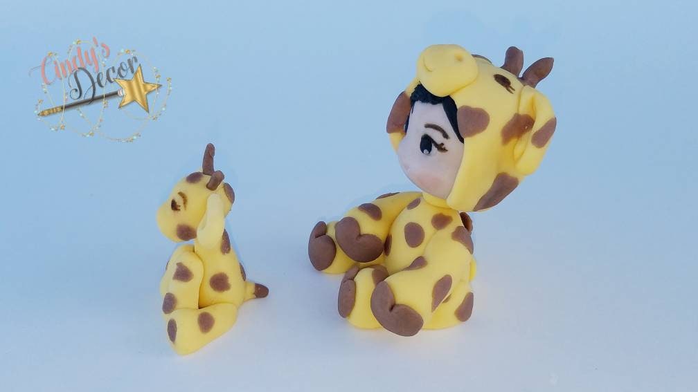 2 Piece Giraffe Fondant Topper Baby Giraffe - Etsy