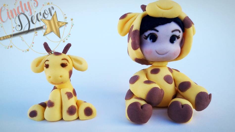 2 Piece Giraffe Fondant Topper Baby Giraffe - Etsy