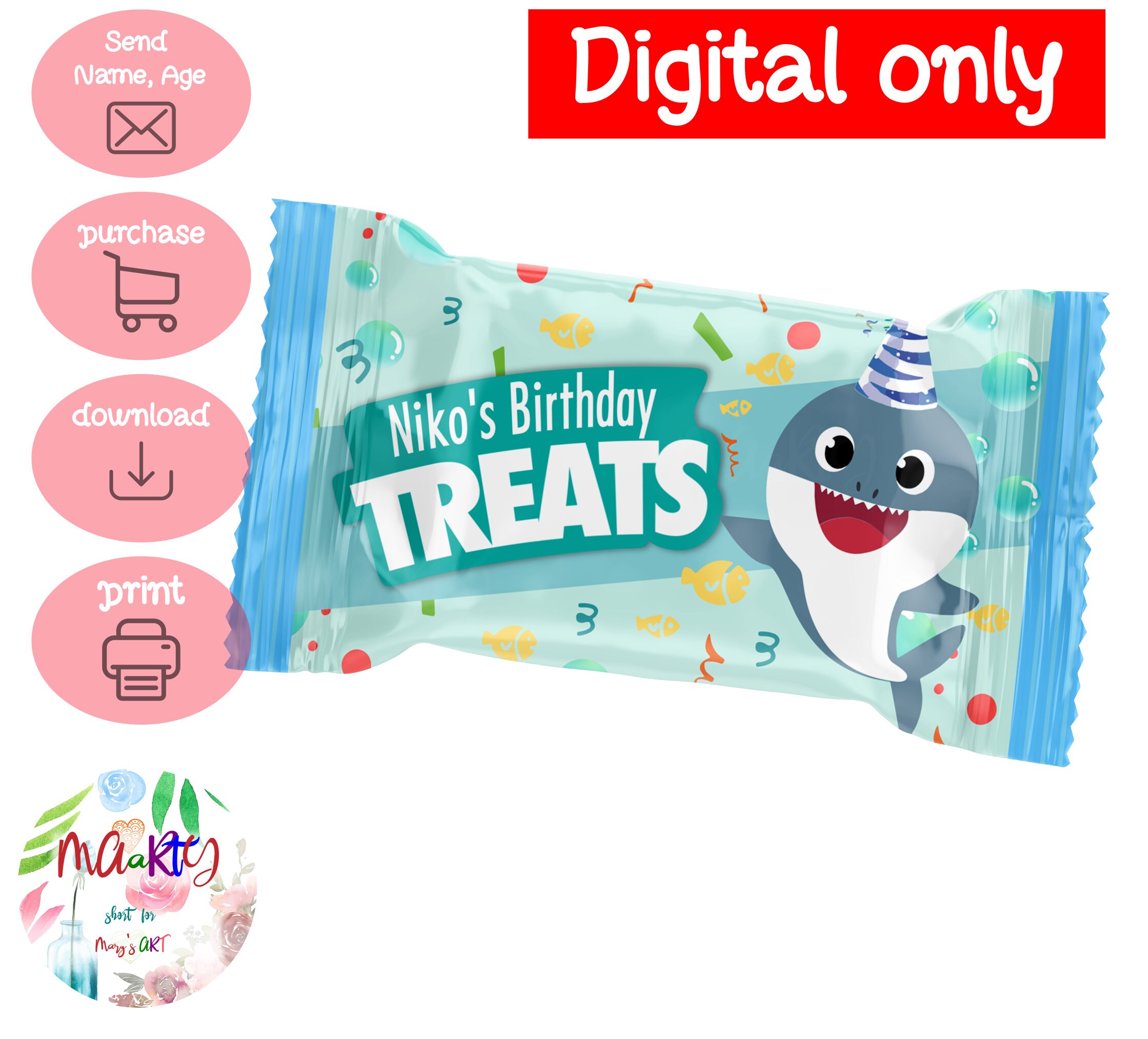 DIGITAL Download Shark Theme Rice Krispie Treat Label Printables - Etsy