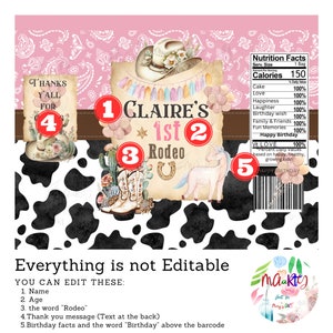 EDITABLE DIGITAL Download Pink Rodeo Themed Chip Bag Wrappers Labels ...