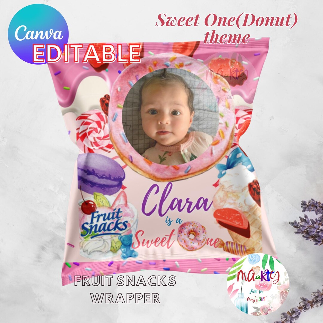 EDITABLE DIGITAL Download Two Sweet Doughnut Theme Fruit Snacks ...
