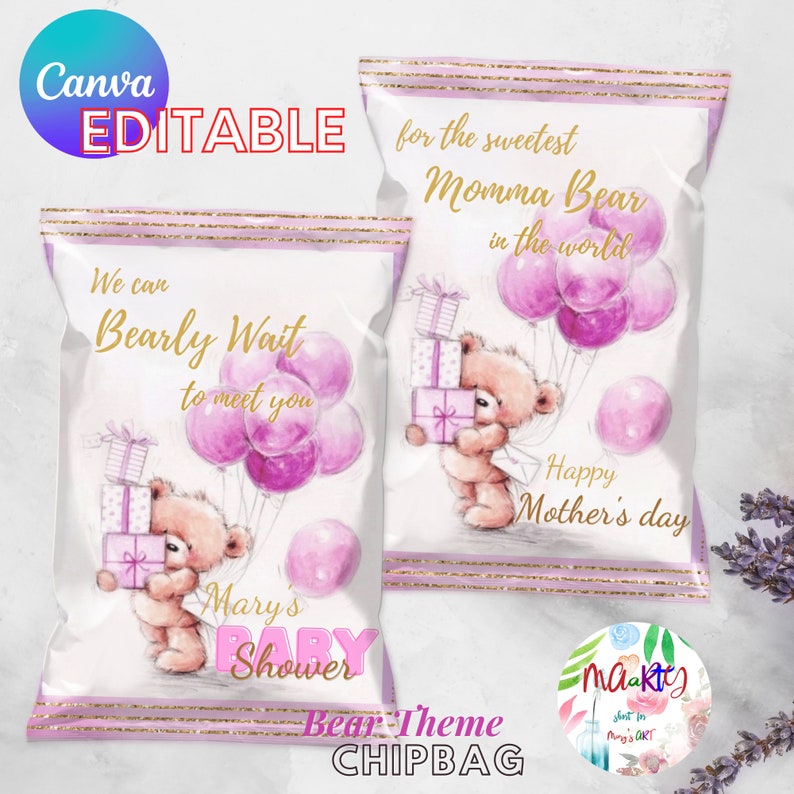 EDITABLE DIGITAL Bear Theme Chip Bag Wrappers Label Printable - Etsy