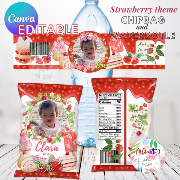 Strawberry Shortcake Chip Bag Water Bottle - Etsy