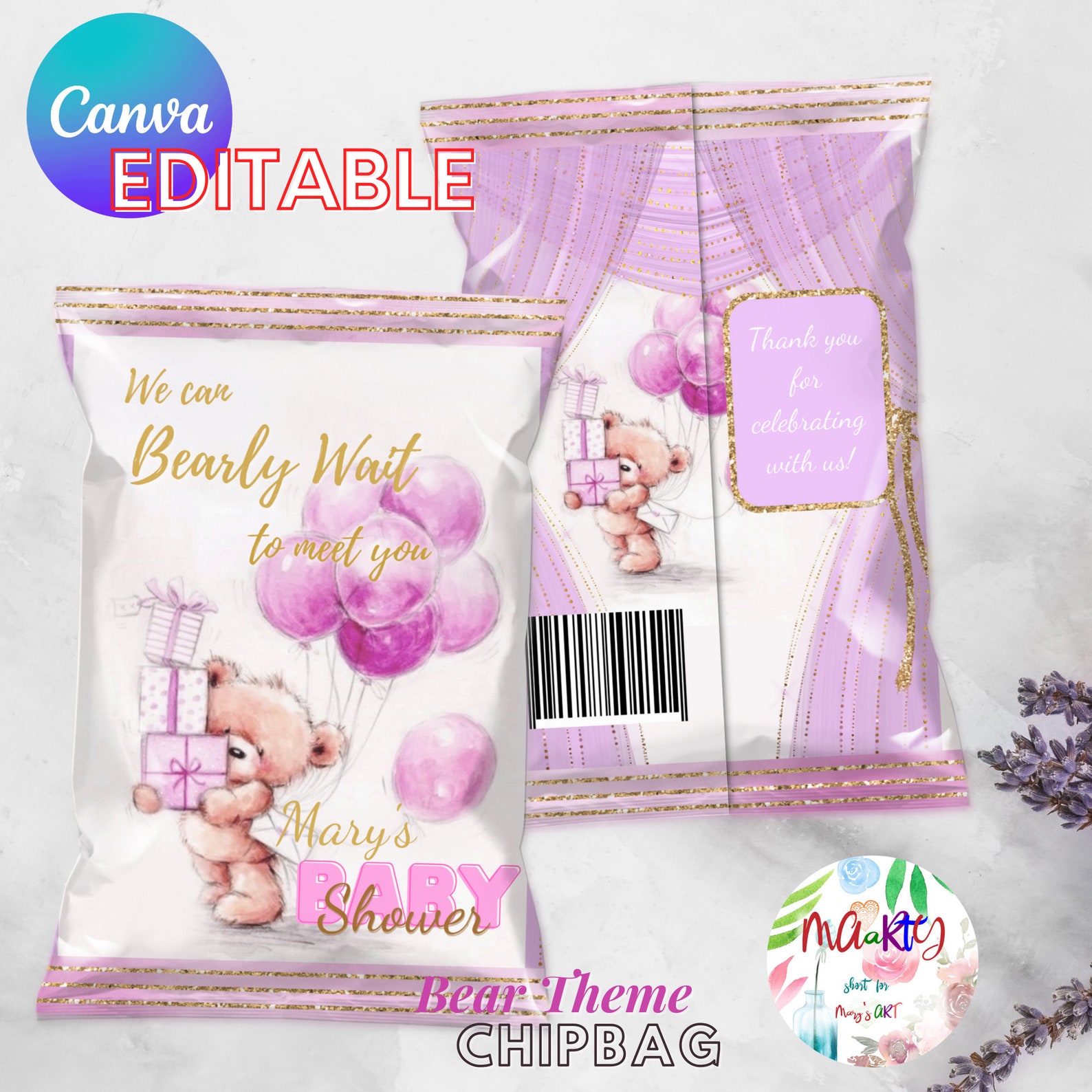 EDITABLE DIGITAL Bear Theme Chip Bag Wrappers Label Printable - Etsy