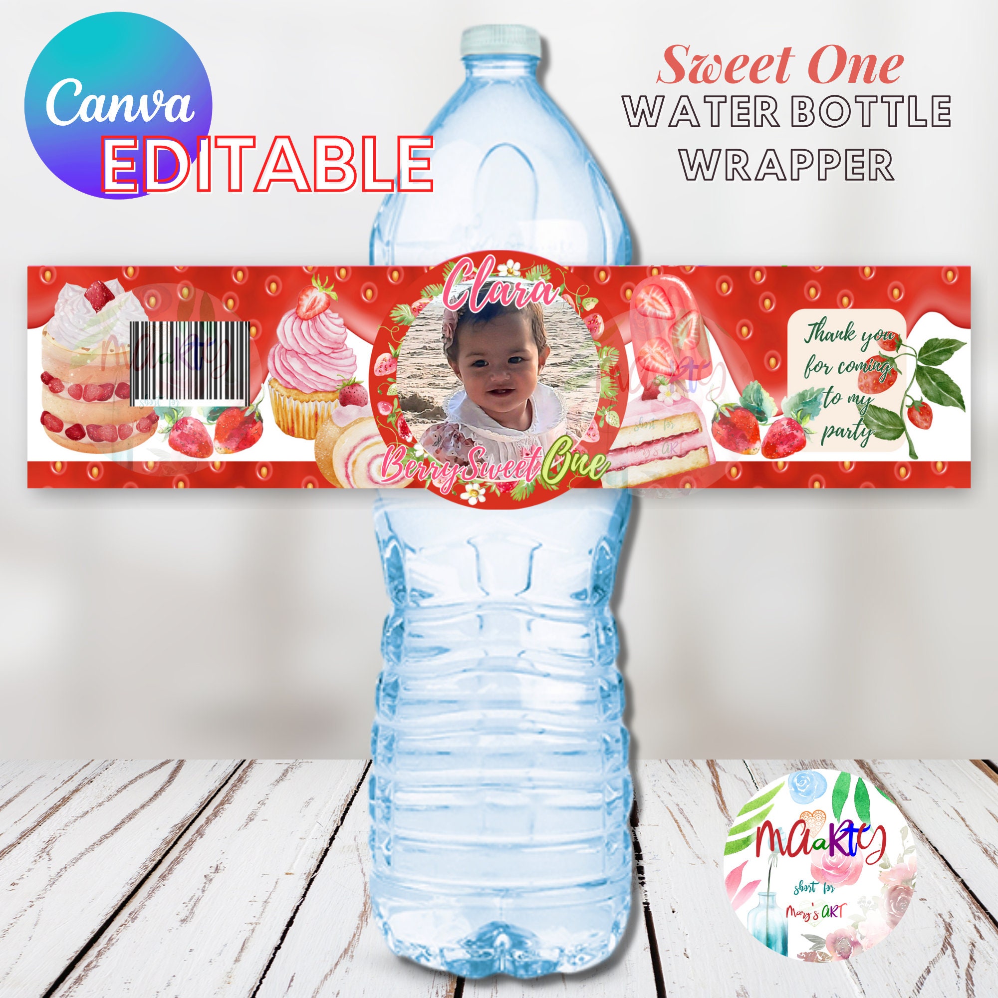 EDITABLE DIGITAL Download Berry Sweet One Strawberry Theme Chip Bag ...