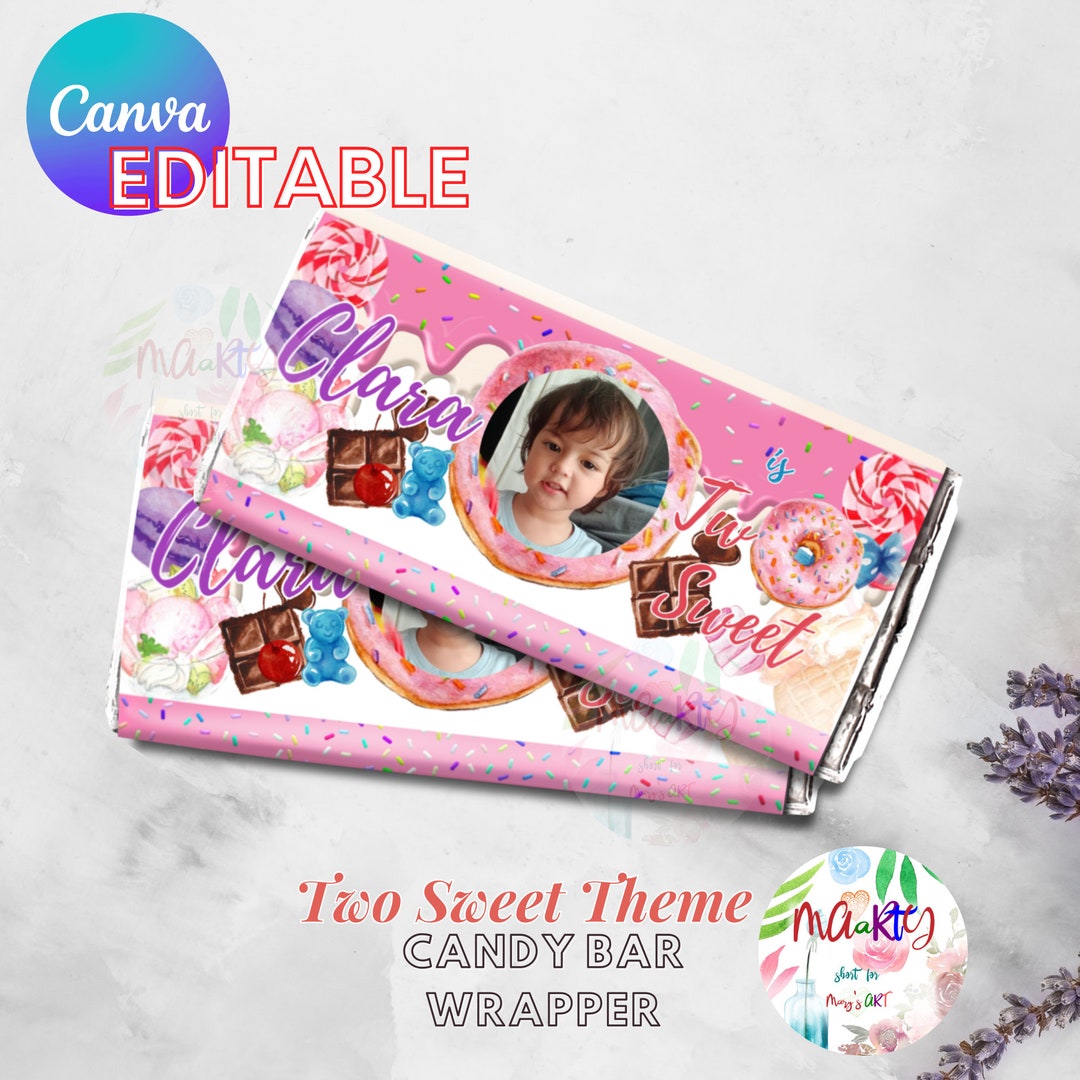 EDITABLE DIGITAL Download Two Sweet Doughnut Theme Candy Bar Wrappers ...
