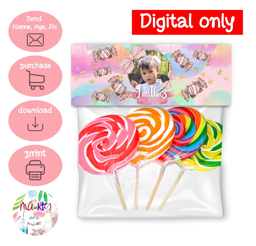 DIGITAL Download Pink Girly Theme Treat Bag Topper Printables - Etsy