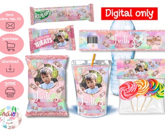 DIGITAL Download Pink Girly Theme Chip Bag Wrappers Printables | Etsy