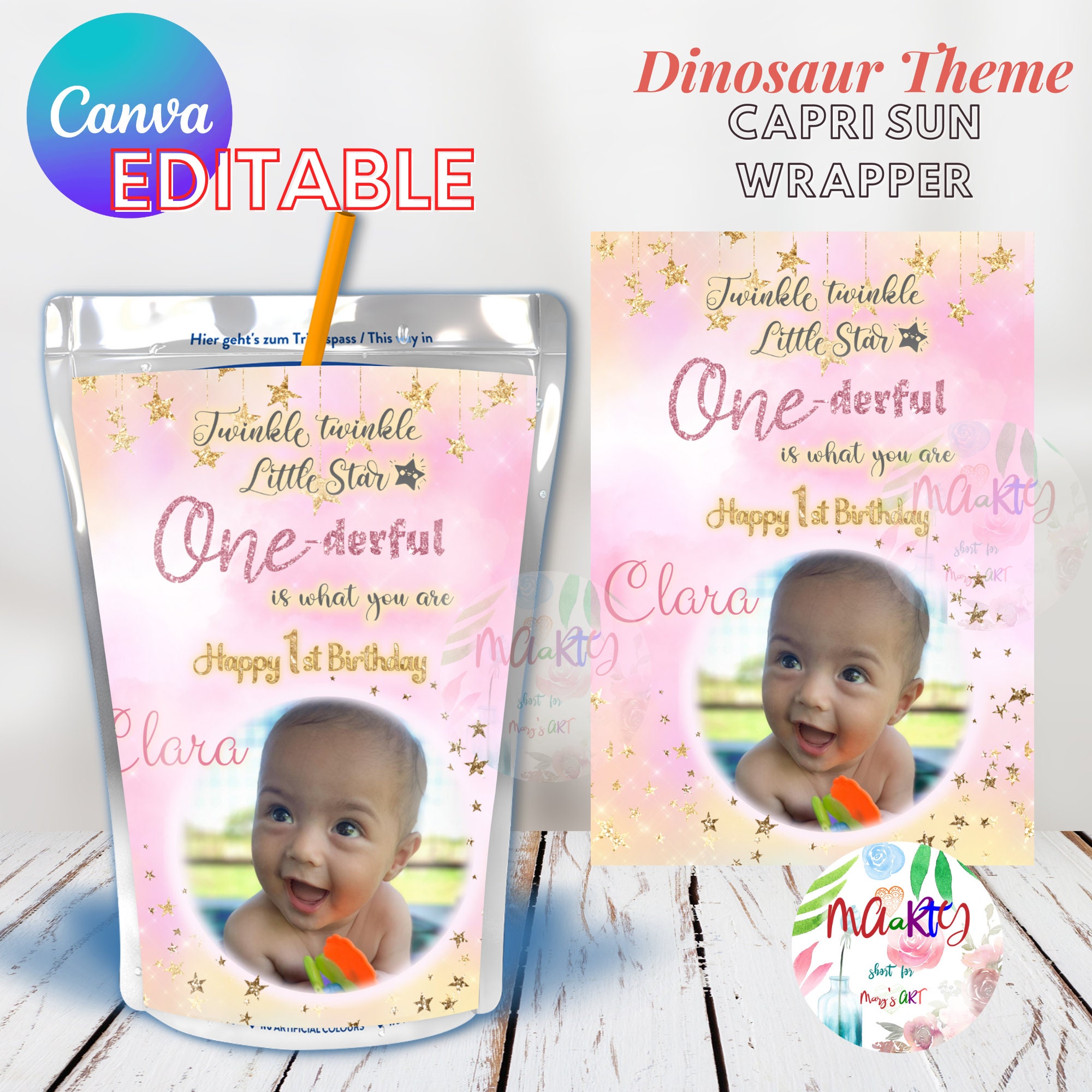 EDITABLE DIGITAL Download Capri Sun Gold, Pink and White Twinkle ...