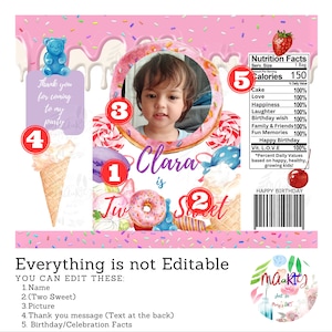 EDITABLE DIGITAL Download Two Sweet Doughnut Theme Chip Bag Wrappers ...