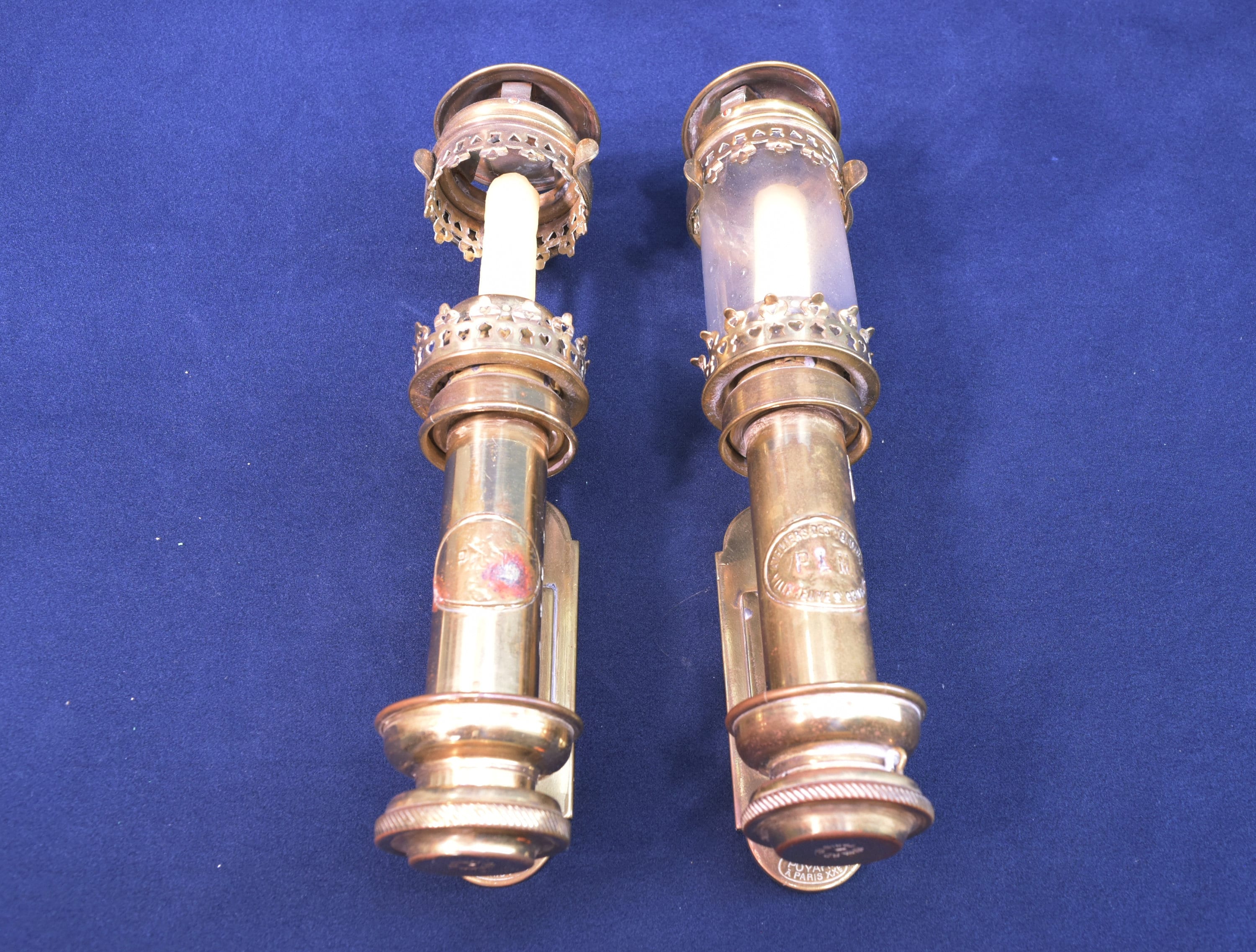 Antique Payard A Paris Brass Railroad Wall Candle Holders 2 Pcs - Etsy