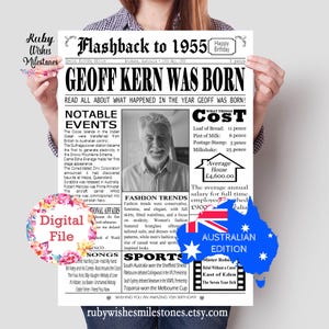 Personalised 70th Birthday 1955 Australian Newspaper Front Page ...