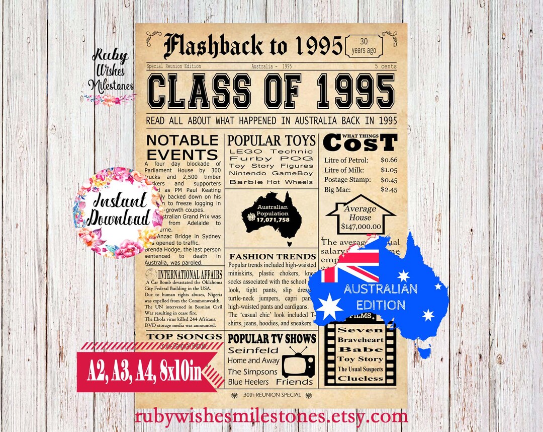 Class of 1995 Reunion Printable • 30th School Reunion Poster ...