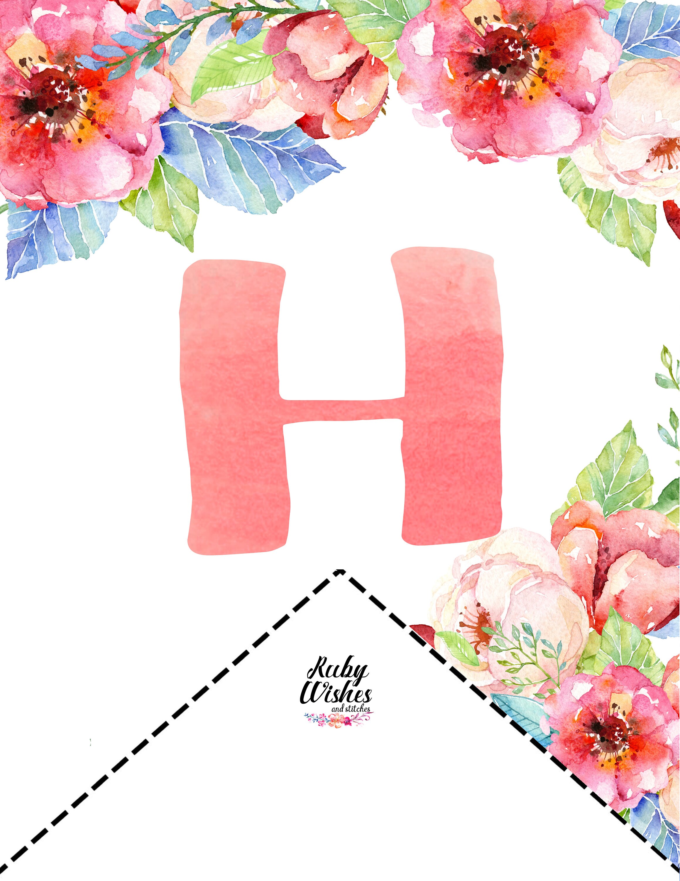 Floral Watercolour Bunting Printable All Letters Watercolor | Etsy ...