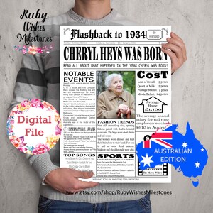 Personalised 1934 Australian Newspaper Poster Sign Flashback Facts and ...