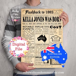 Personalised 30th Birthday Poster 1995 | Australian Milestone Newspaper ...
