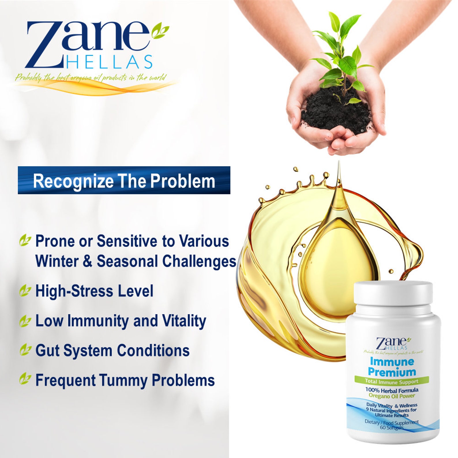 Zane Hellas Immune Premium Softgels. 100% Natural Formula. Multiple ...