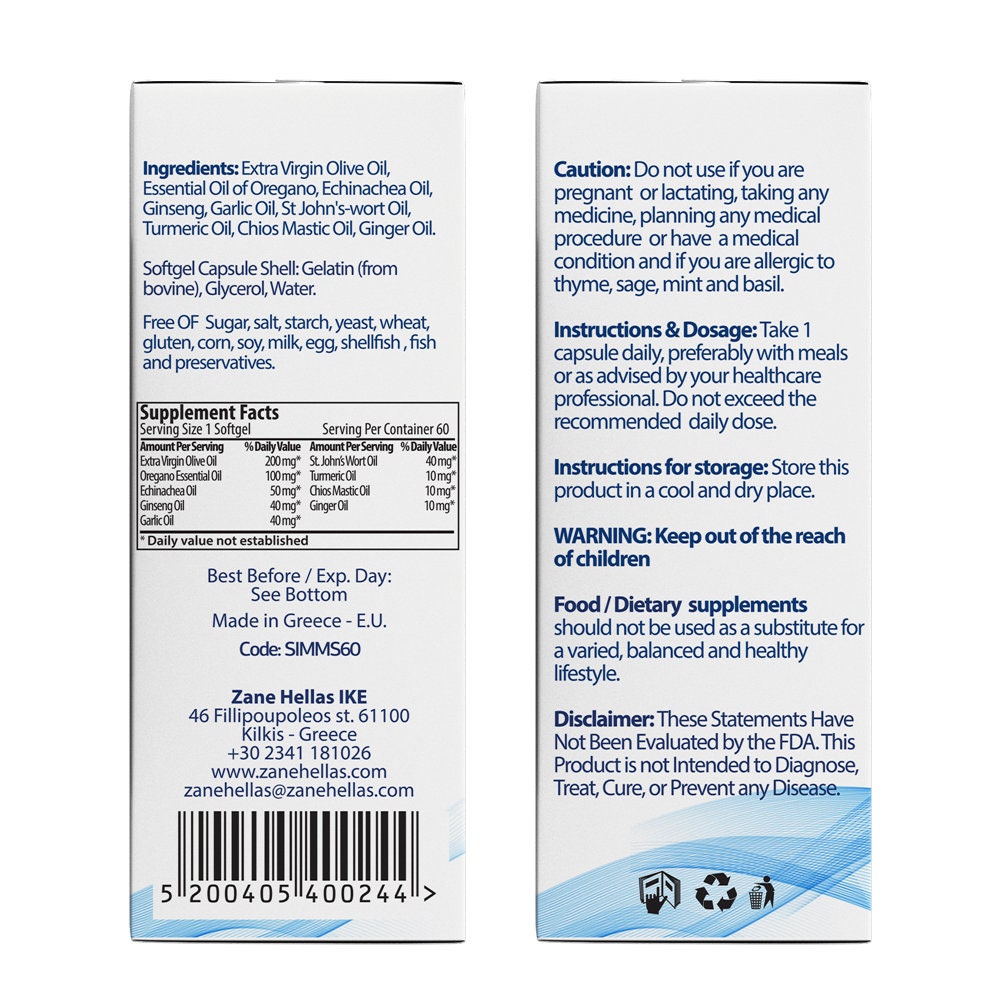 Zane Hellas Immune Premium Softgels. 100% Natural Formula. Multiple ...