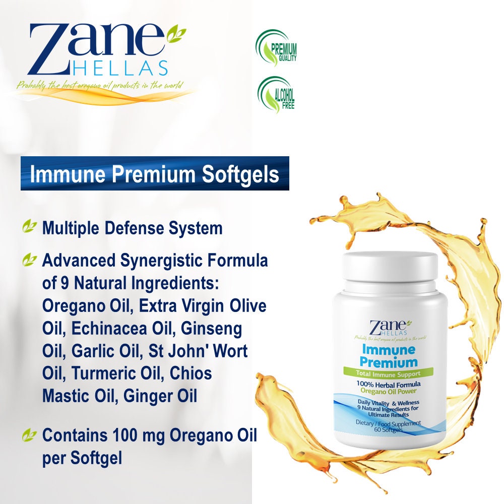 Zane Hellas Immune Premium Softgels. 100% Natural Formula. Multiple ...