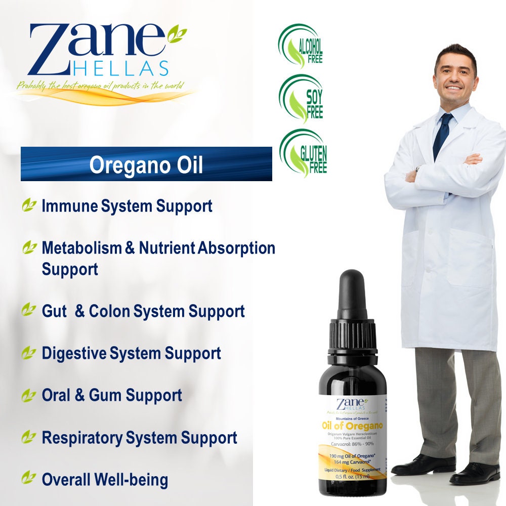 ZANE HELLAS Pure Greek Essential Oil of Oregano With 86 Percent Minimum Carvacrol, 164mg ...