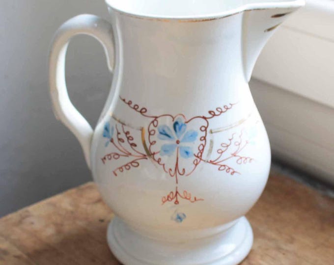 Antique 19C Ironstone Creamware Pitcher /vintage Water Jag English ...