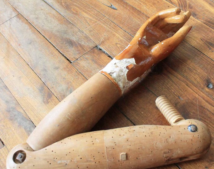 Antique Wooden Articulated Mannequin Arm and Papier Marche Hand ...