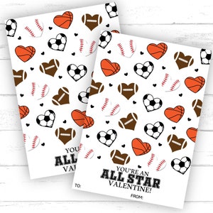 Printable Valentine You're an All Star Cookie Cards, Valentine's Day ...